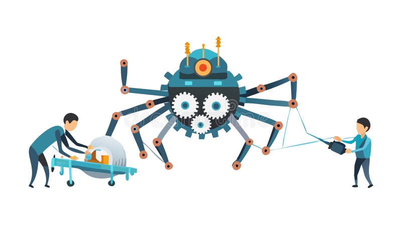 Robotic Spider Maintenance, Advanced Tech Repair, Vector Design ...