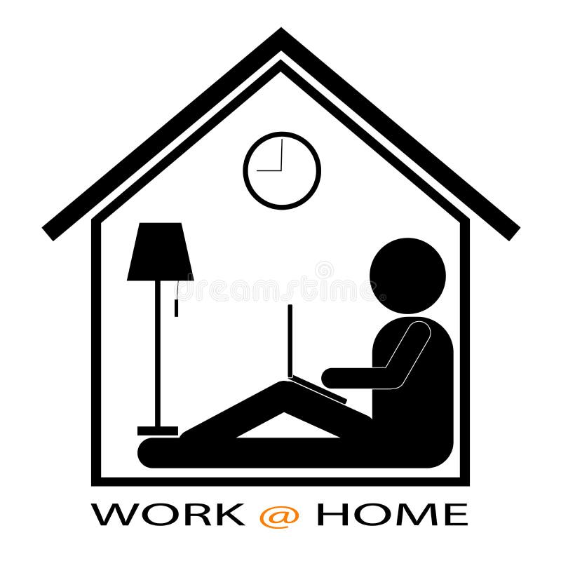 Professional Working on Computer at Home. Working Icon Vector Stock ...