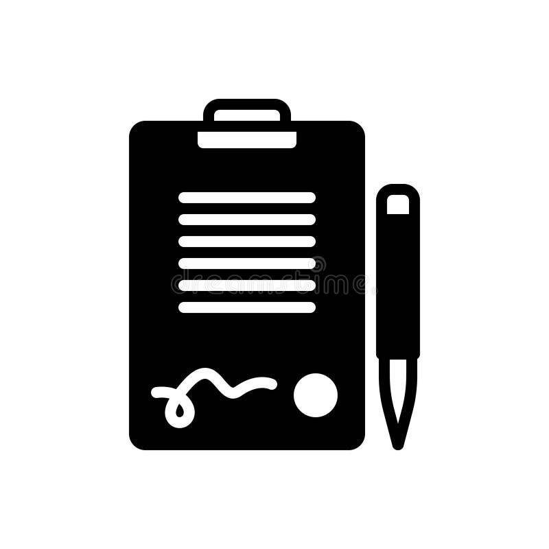 Black Solid Icon for Signature, Contract and Form Stock Vector ...