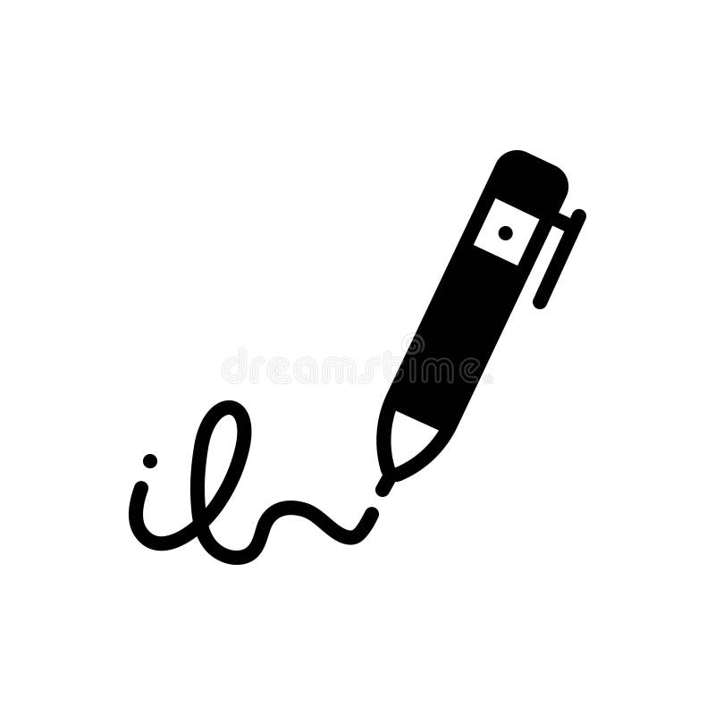 Black Solid Icon for Signatures, Pen and Sign Stock Vector ...
