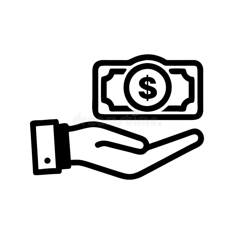 Hand Holding Money Icon for Financial Support Stock Vector ...
