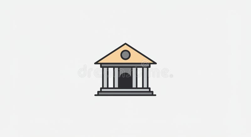 Icon of a Simplified Classical Building with Four Columns and a ...