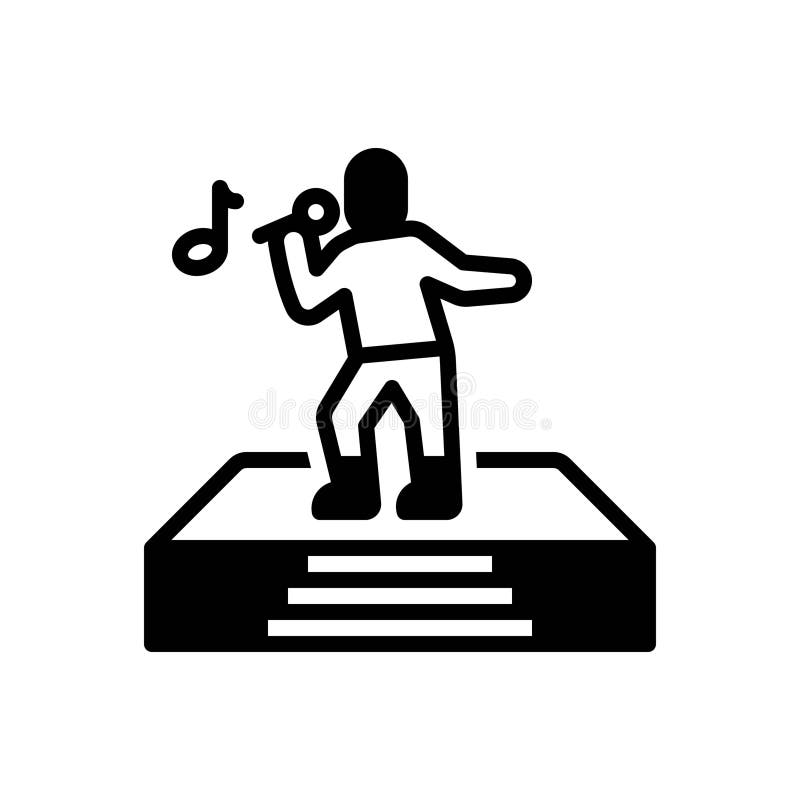 Black Solid Icon for Singing, Singer and Rockstar Stock Vector ...