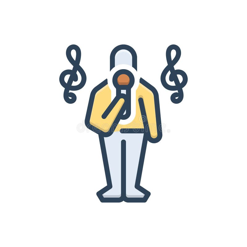 Color Illustration Icon for Singing, Vocalist and Rock Star Stock ...