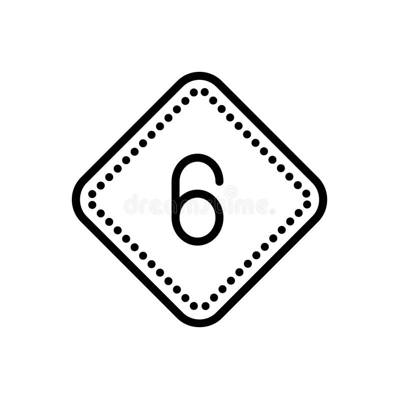 Black Line Icon for Six, Number and Letter Stock Vector - Illustration ...