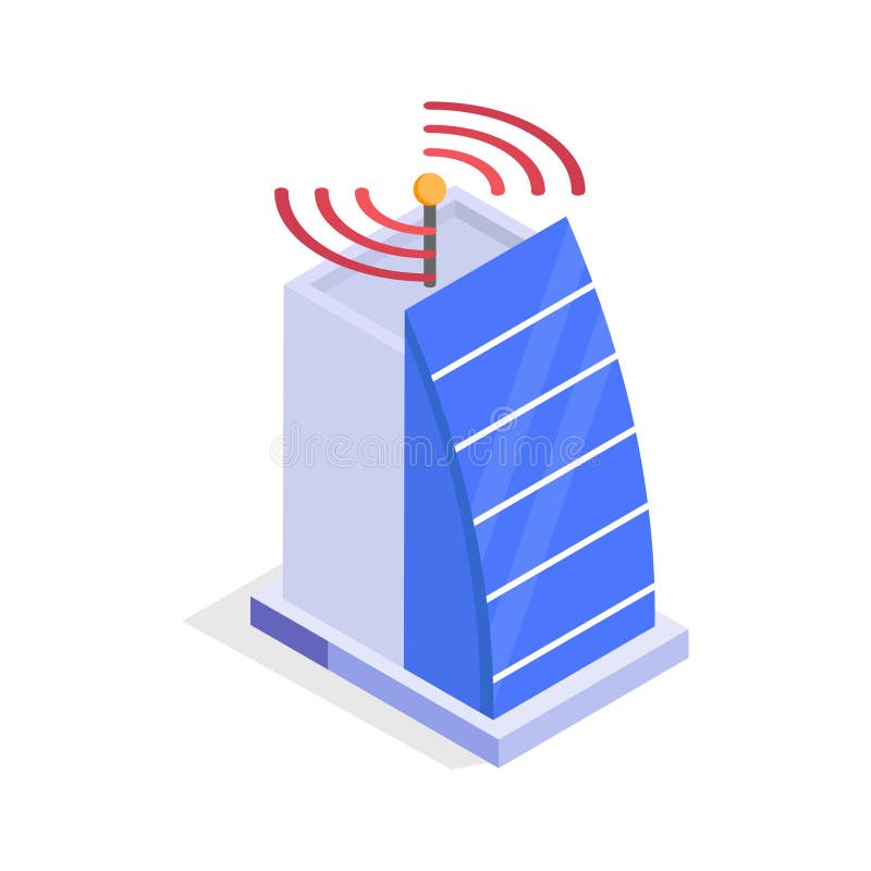 Icon of a Smart Building Integrated with IoT Antenna Stock Vector ...