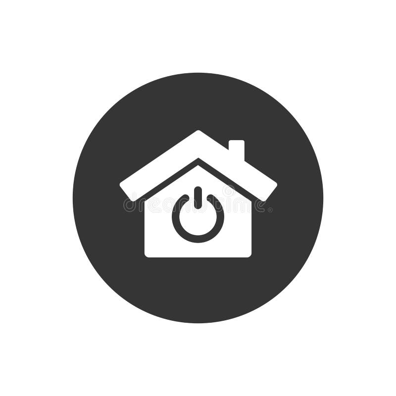 Icon of Smart Home with Power Efficiency. House or Home with Power ...