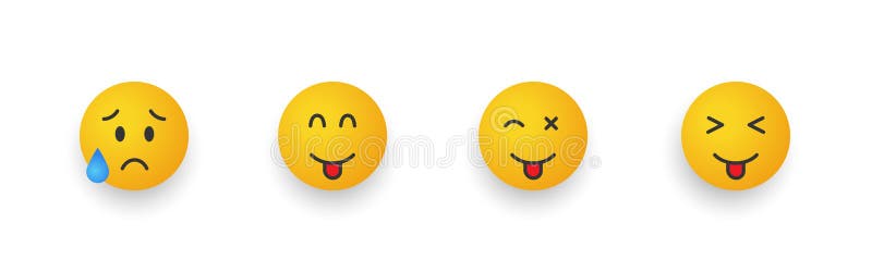 Icon Smile Emoji. Cartoon Emoji Set. Smiley Faces Different Reactions ...