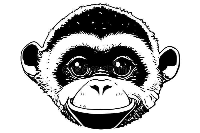 Icon Smiling Monkey in Front of White Background. Stock Vector ...