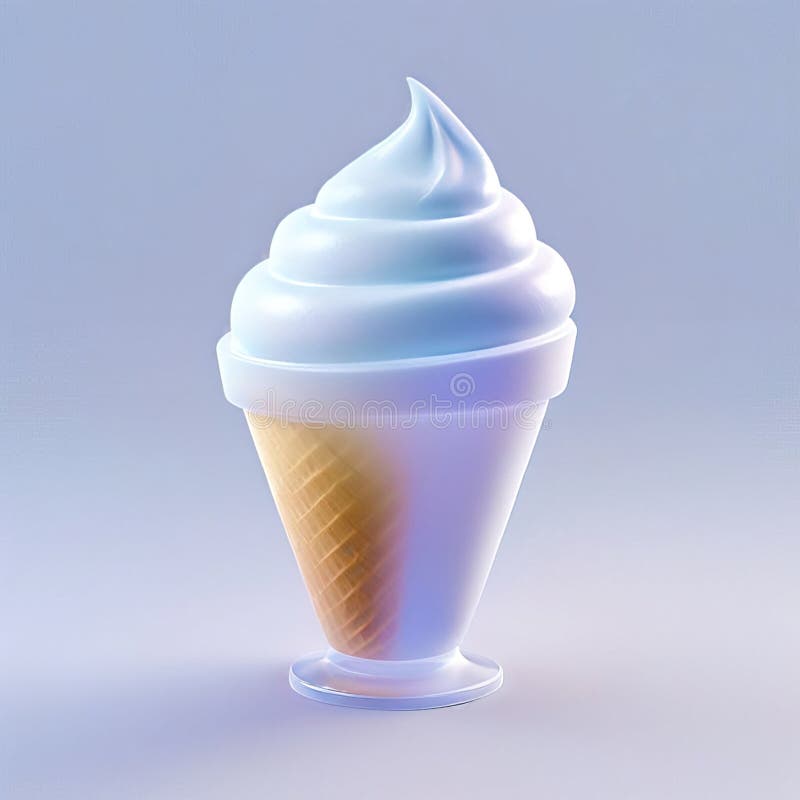 Icon of Soft Serve Ice Cream, Glossy Glass Style Stock Illustration ...