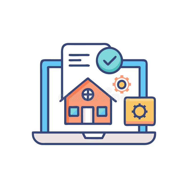 Icon of Software for Property Management Stock Photo - Illustration of ...