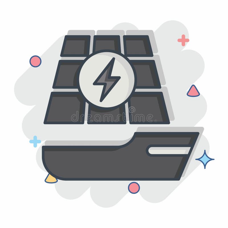 Icon Solar Boat. Related To Solar Panel Symbol. Comic Style Stock ...