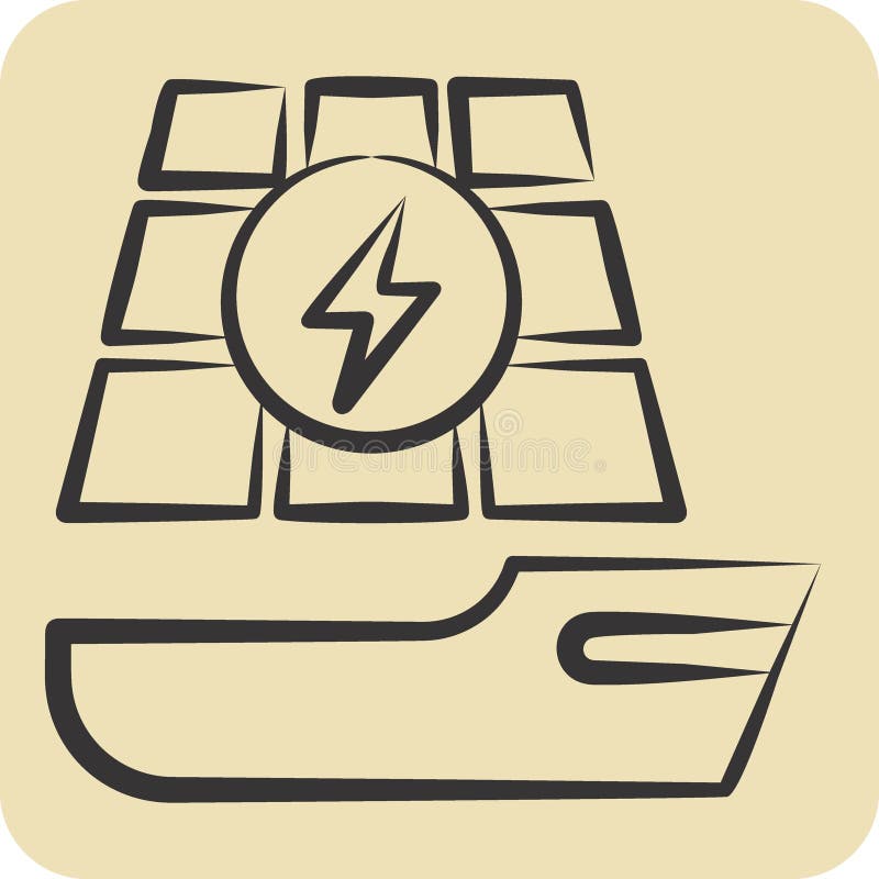 Icon Solar Boat. Related To Solar Panel Symbol. Hand Drawn Style Stock ...