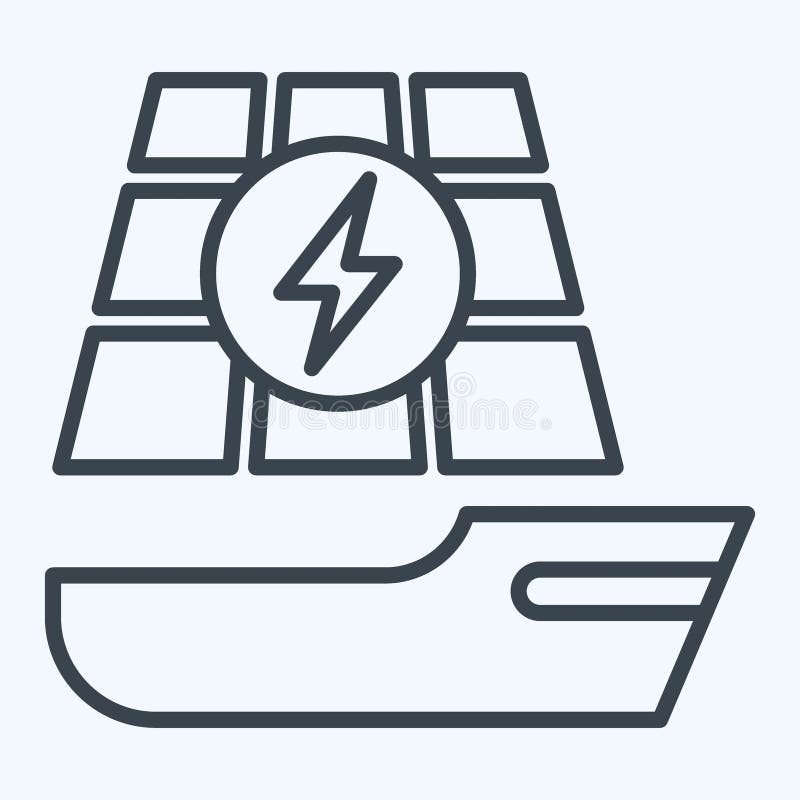 Icon Solar Boat. Related To Solar Panel Symbol. Line Style Stock ...