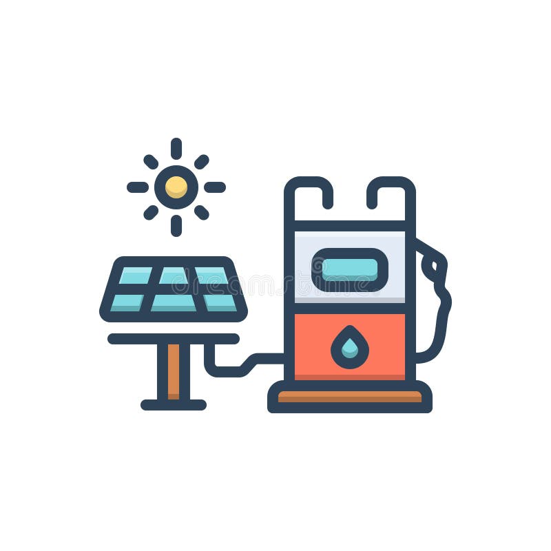 Color Illustration Icon for Solar Gas, Solar Panel and Fuel Stock ...