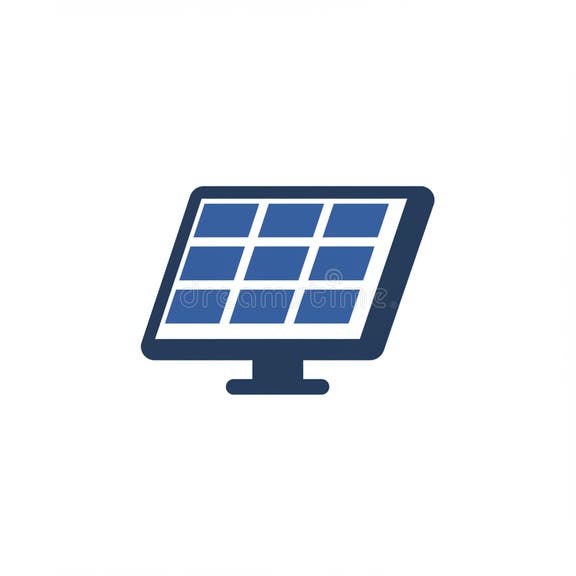 Icon of a Solar Panel Featuring a Rectangular Grid of Nine Blue Squares ...