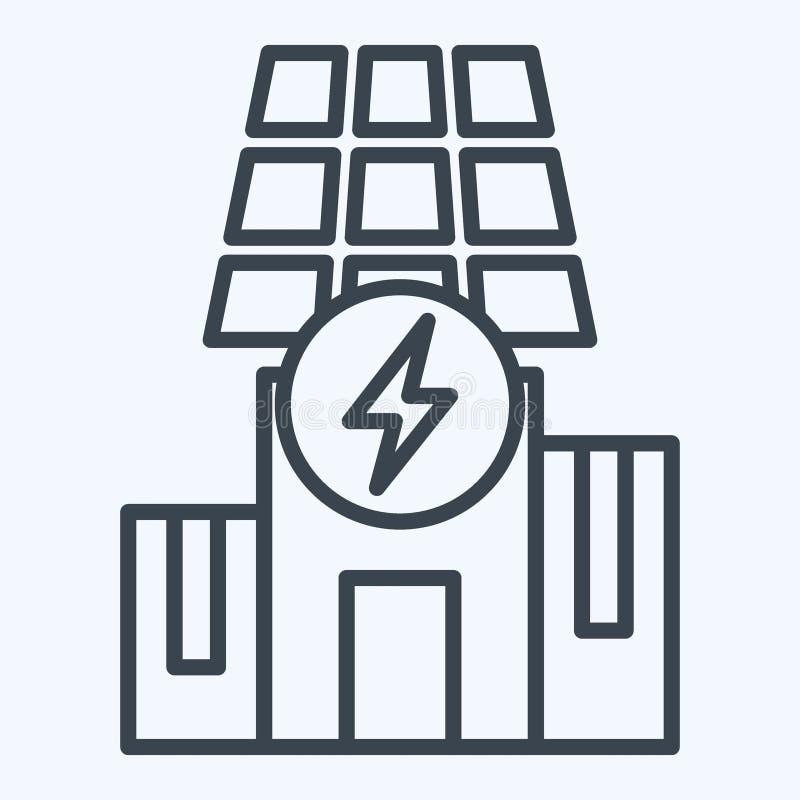 Icon Solar Powered Building. Related To Solar Panel Symbol. Line Style ...