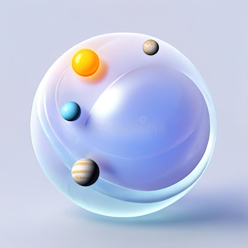 Icon of Solar System, Glossy Glass Style Stock Illustration ...