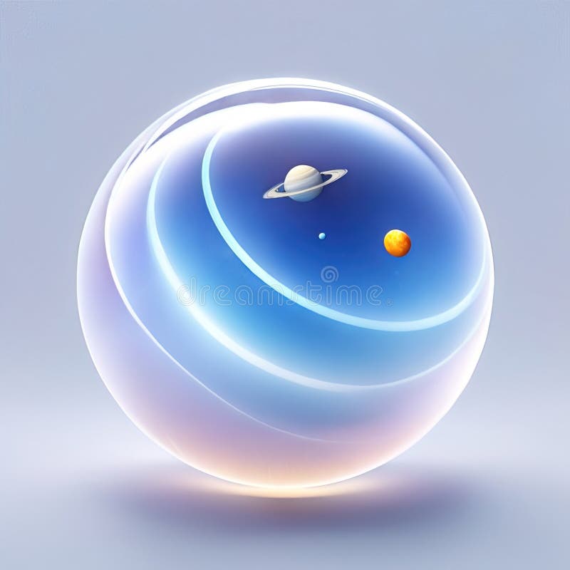 Icon of Solar System, Glossy Glass Style Stock Illustration ...