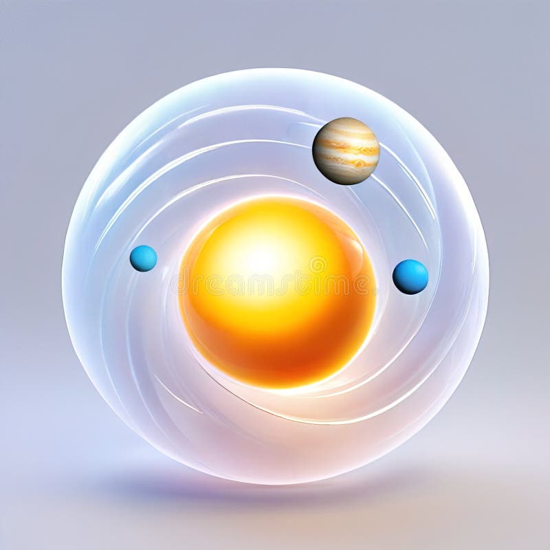 Icon of Solar System, Glossy Glass Style Stock Illustration ...