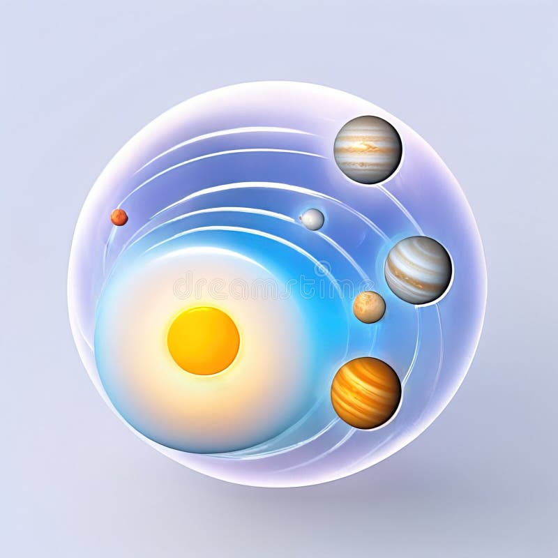 Icon of Solar System, Glossy Glass Style Stock Illustration ...