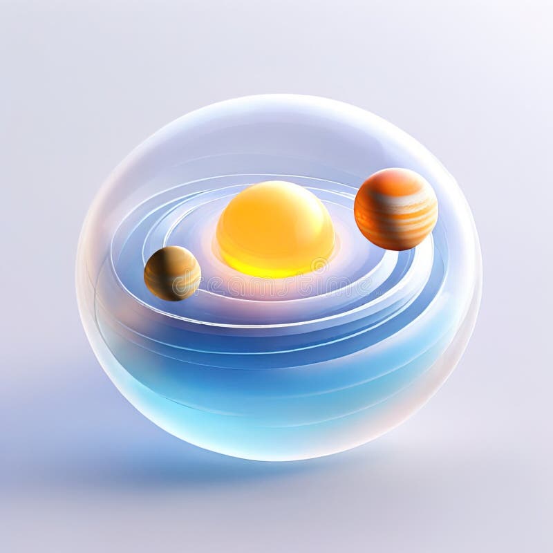 Icon of Solar System, Glossy Glass Style Stock Illustration ...