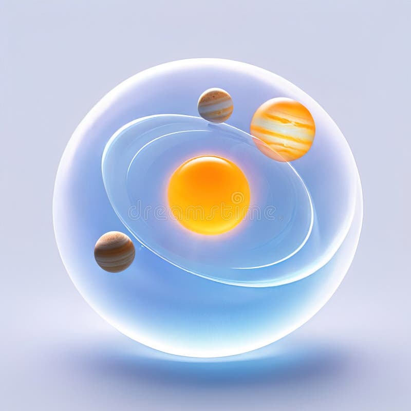 Icon of Solar System, Glossy Glass Style Stock Illustration ...