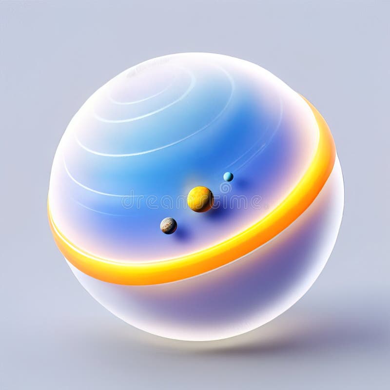 Icon of Solar System, Glossy Glass Style Stock Illustration ...