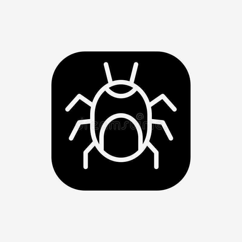 Icon Solid Black Bug Malware Button. Stock Vector - Illustration of ...