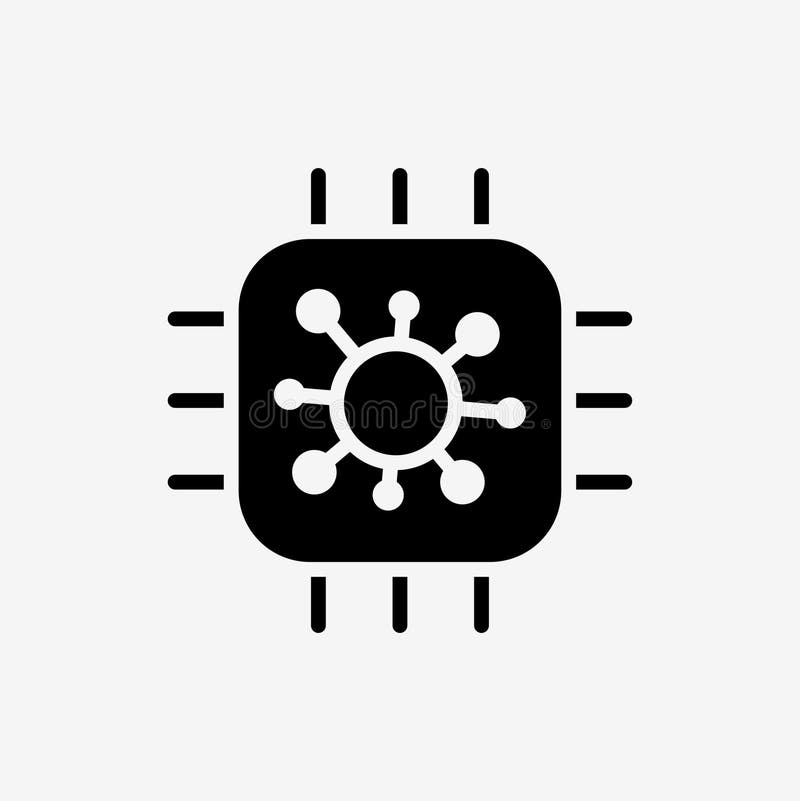 Icon Solid Black Cpu Chip Micro Processor with Virus. Stock Vector - Illustration of virus ...