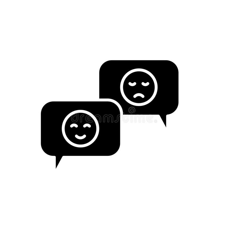 Icon Solid Glyph Bubble Chat with Sad and Happy Emoji Stock Vector ...
