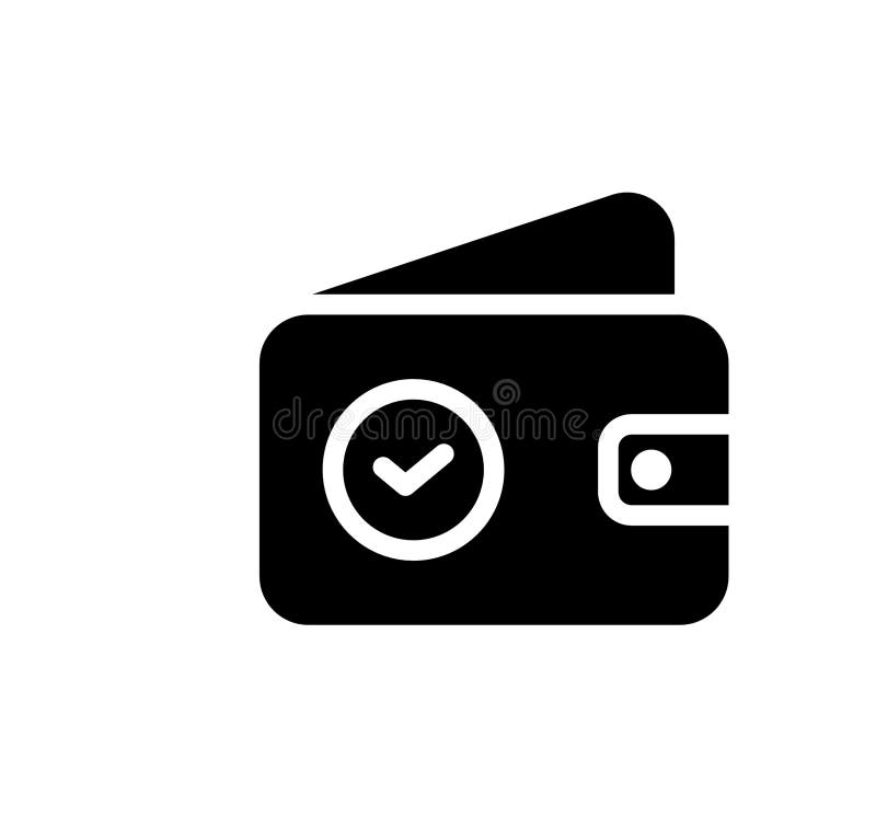Icon Solid or Glyph Wallet with Check Mark Symbols Stock Illustration ...