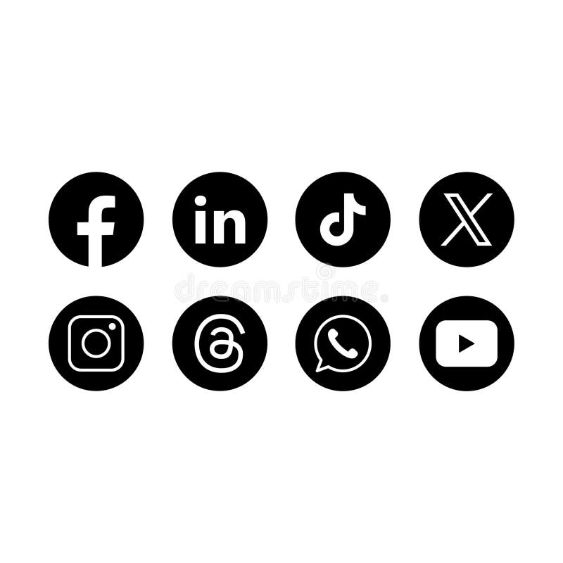 Icon Sosmed.cdrBlack and White Round Social Media Icons – Minimalist ...