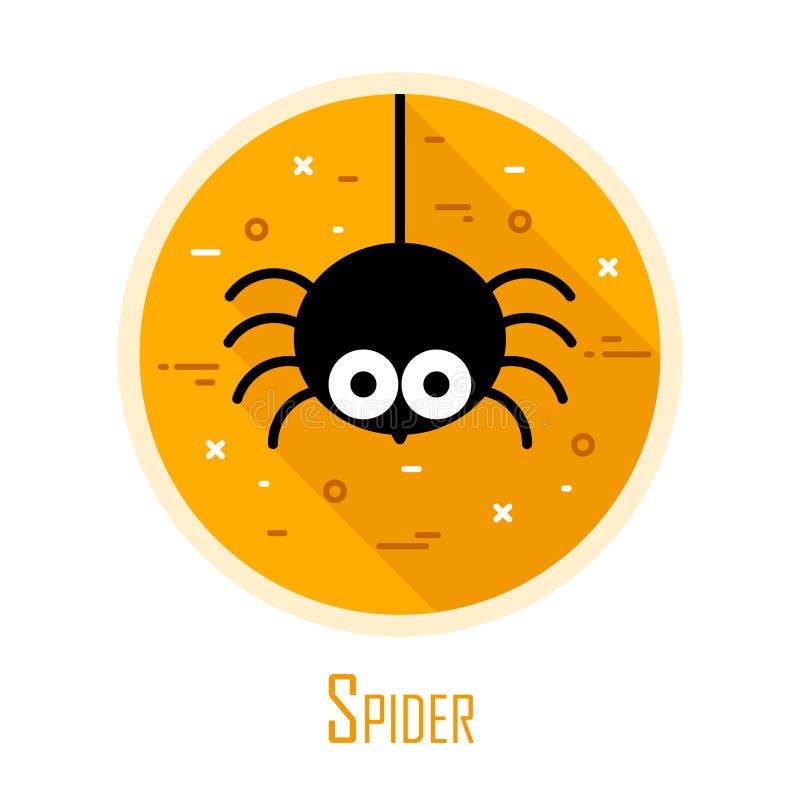 Icon with Spider in a Coloured Circle. Thin Line Flat Design Stock ...
