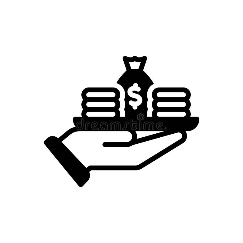 Black Solid Icon for instead, Sponsorship and Contribution Stock ...