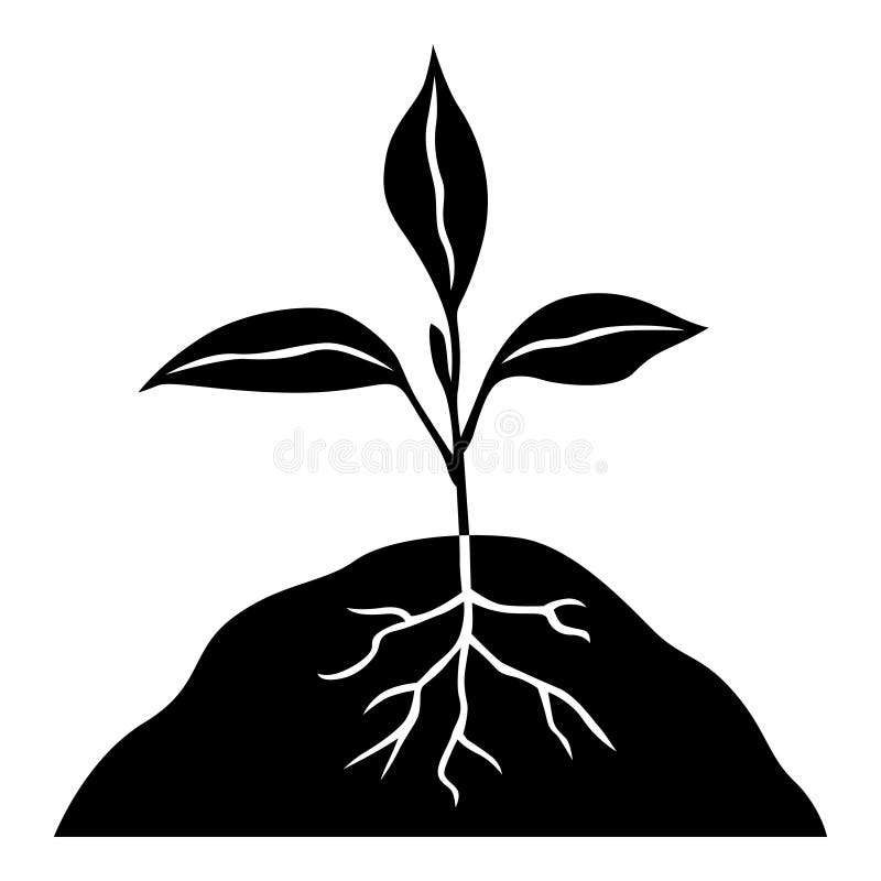 Icon of a Sprout with Roots Stock Vector - Illustration of natural ...