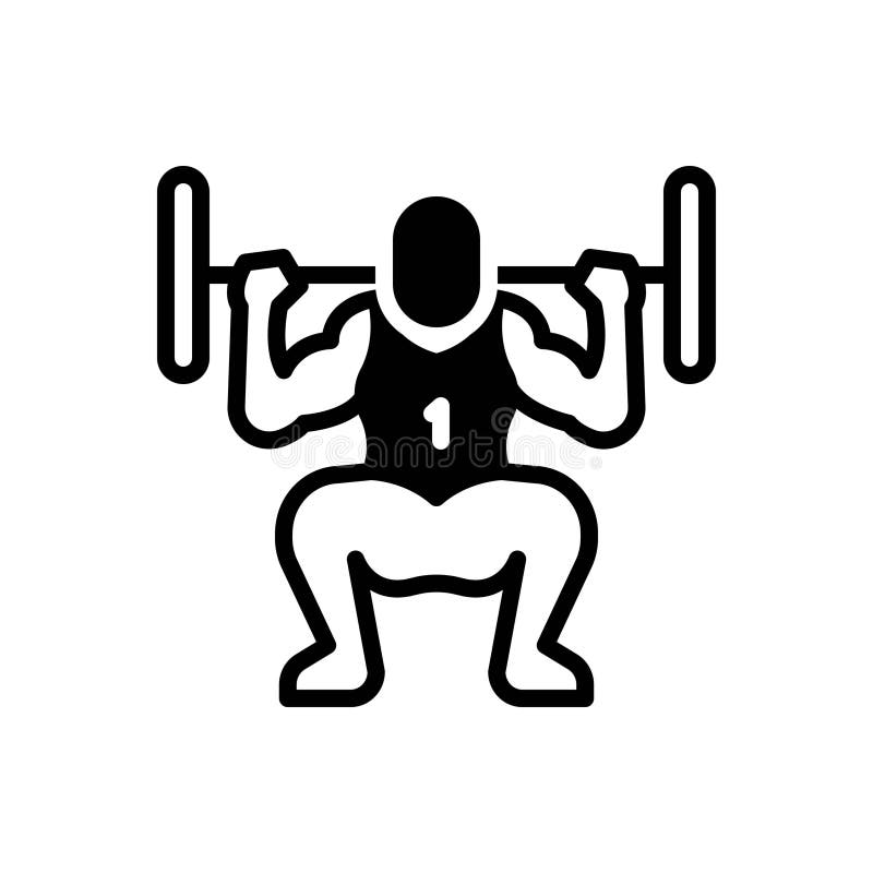 Black Solid Icon for Squat, Powerlifting and Exercise Stock Vector ...