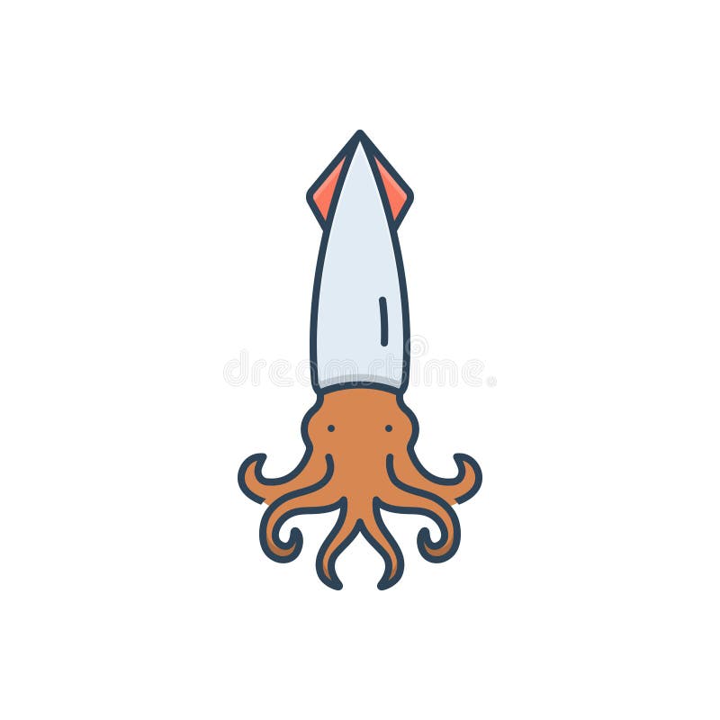 Color Illustration Icon for Squid, Calamary and Animal Stock ...