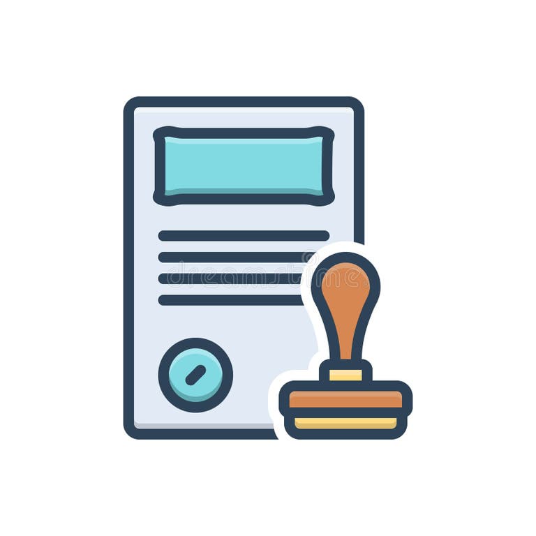 Color Illustration Icon for Stamp Document, Stamp and Stamper Stock ...