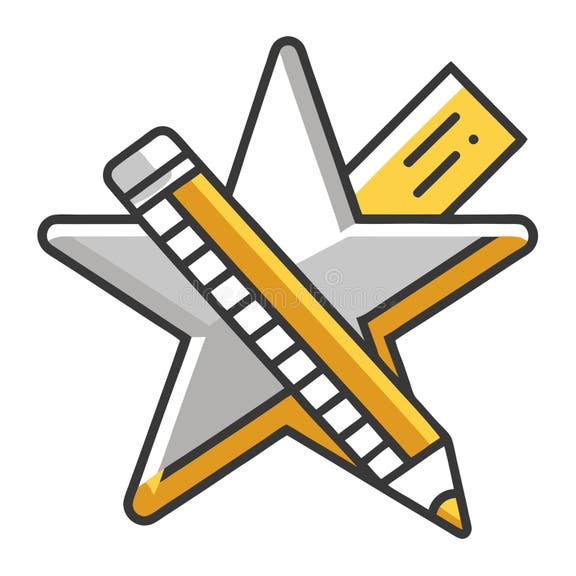 Icon of a Star, Pencil, and Ruler. Tools for Creative Work. Stock ...