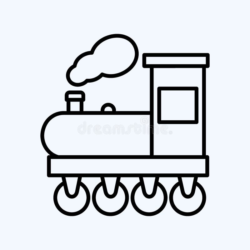 Icon Steam Train. Suitable for Education Symbol. Line Style. Simple ...