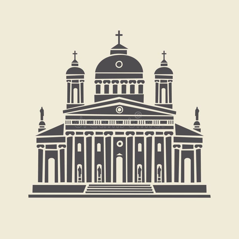 Icon of Old Administrative Building with Columns Stock Vector ...