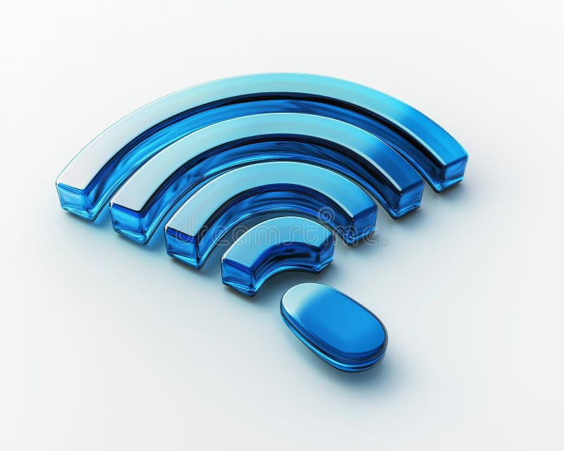 An Icon Sticker with a Blue Wifi Png, a 3D Rendering, and a Transparent ...