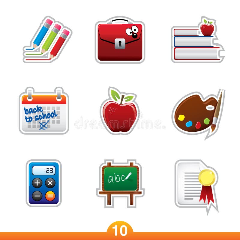 Icon Sticker Set - Education Stock Vector - Illustration of chalkboard ...