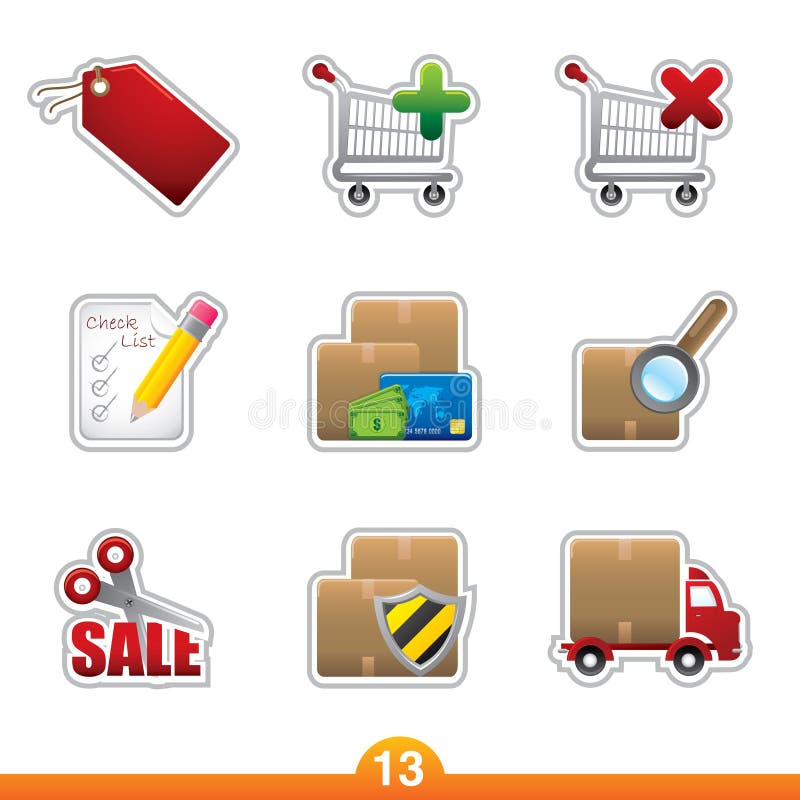 Icon Sticker Set - Internet Shopping Stock Vector - Illustration of ...