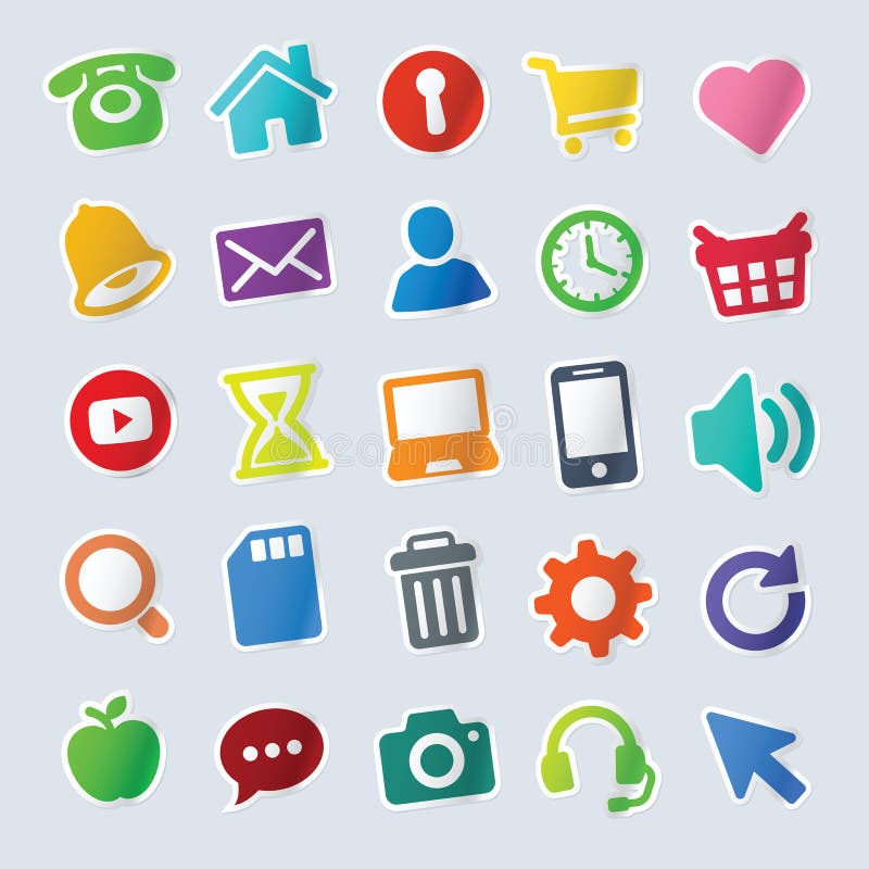 Icon Sticker Set for Poster, Web Site Stock Vector - Illustration of ...