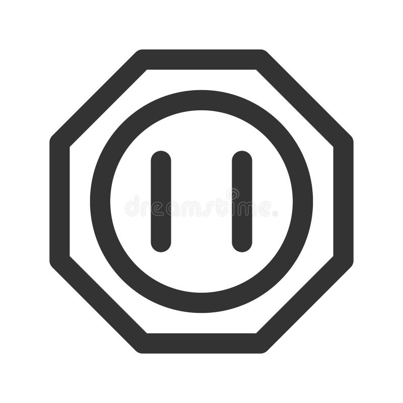 Icon Stop Button in Line Style. Vector Illustration and Editable Stroke ...
