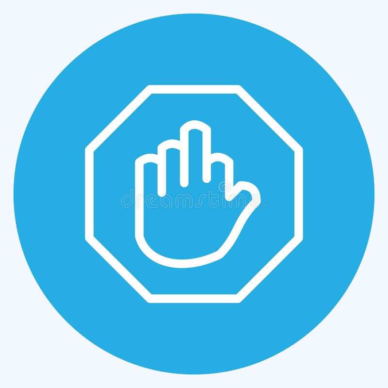 Icon Stop Hand. Suitable for Building Symbol. Blue Eyes Style. Simple ...