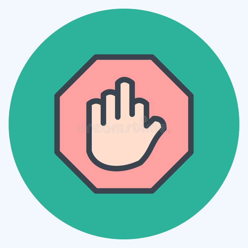 Icon Stop Hand. Suitable for Building Symbol. Color Mate Style. Simple ...