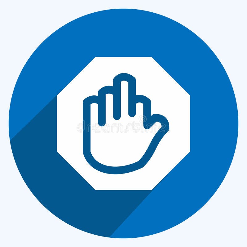 Icon Stop Hand. Suitable for Building Symbol. Long Shadow Style. Simple ...